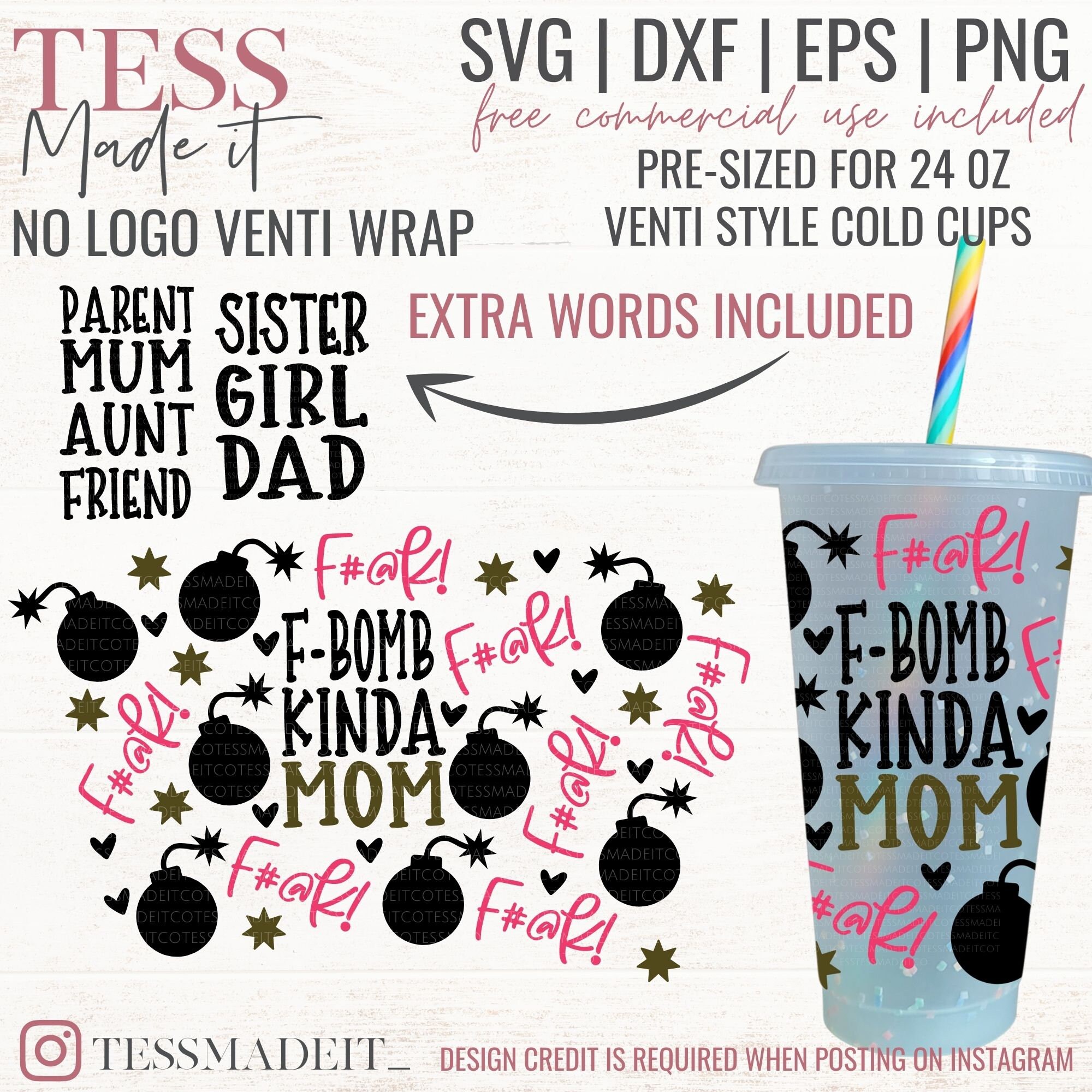 Cold Cup SVG F-bomb Mom SVG Iced Coffee Cup SVG Venti No - Etsy