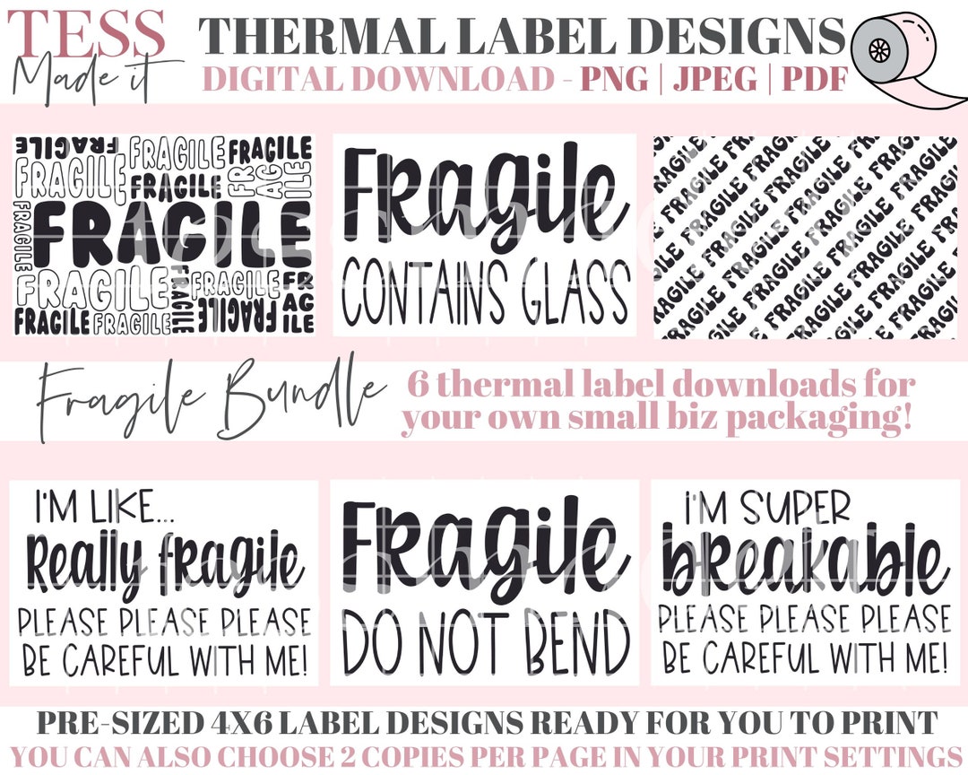 Fragile Thermal Labels PNGS Warning Stickers Shipping Labels Business ...