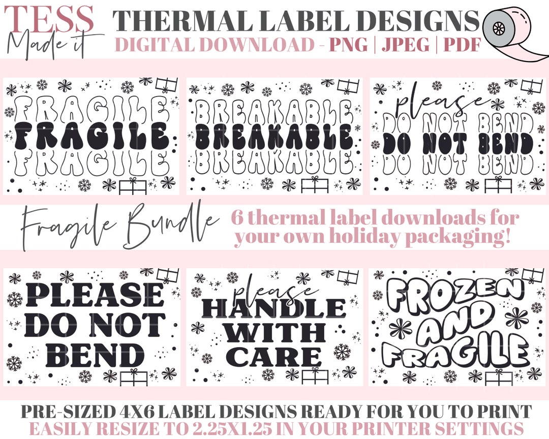 Fragile Mailing Labels - Printable Thermal Labels - Christmas Business ...