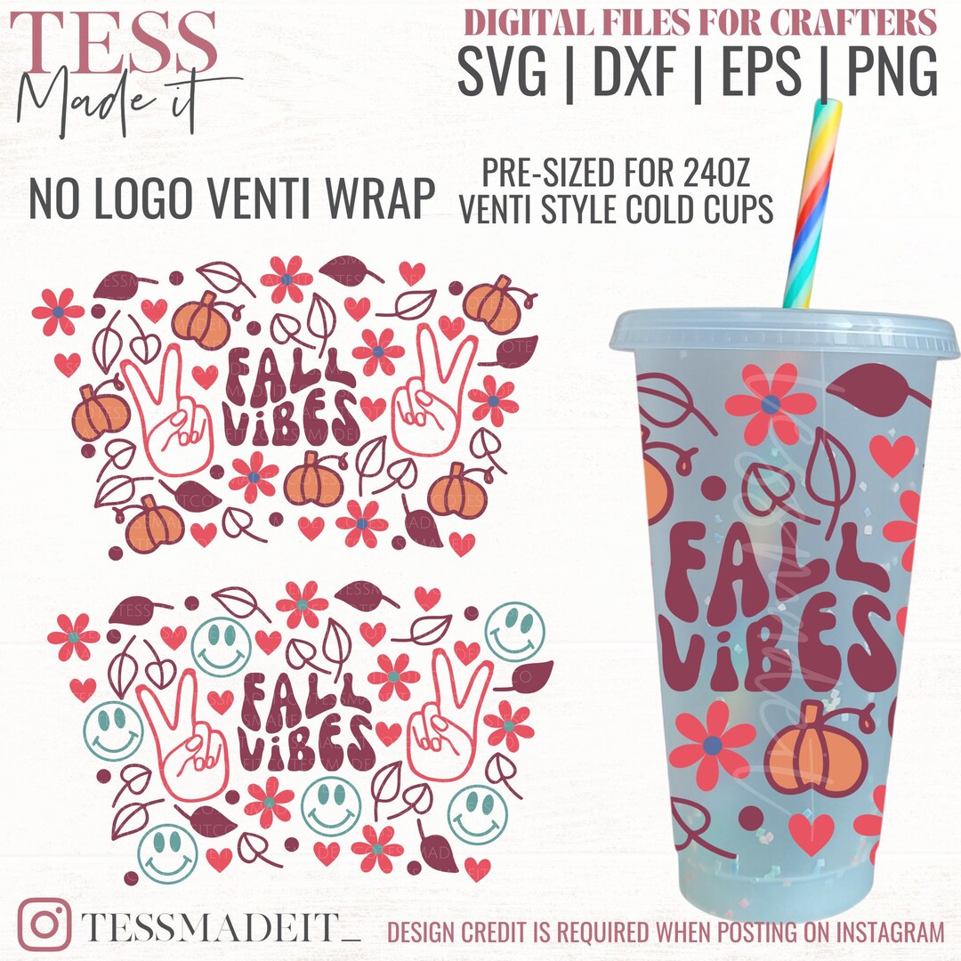 Fall Cold Cup SVG Venti Cold Cup SVG No Hole SVG Cute - Etsy