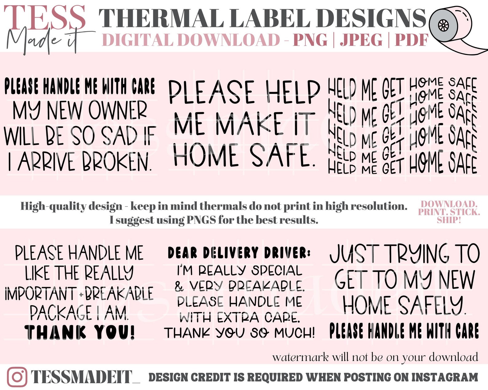 Fragile Mailing Labels Printable Thermal Labels Fragile Business ...
