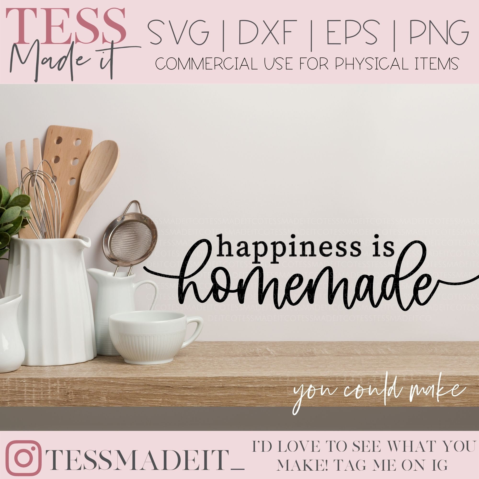 Happiness Is Homemade SVG Farmhouse Sign SVG Grandma SVG | Etsy