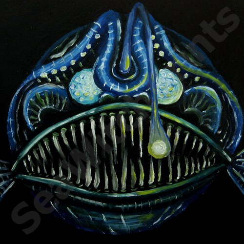 Anglerfish Art Print 8 X 10 Inches Oil Painting Sea - Etsy
