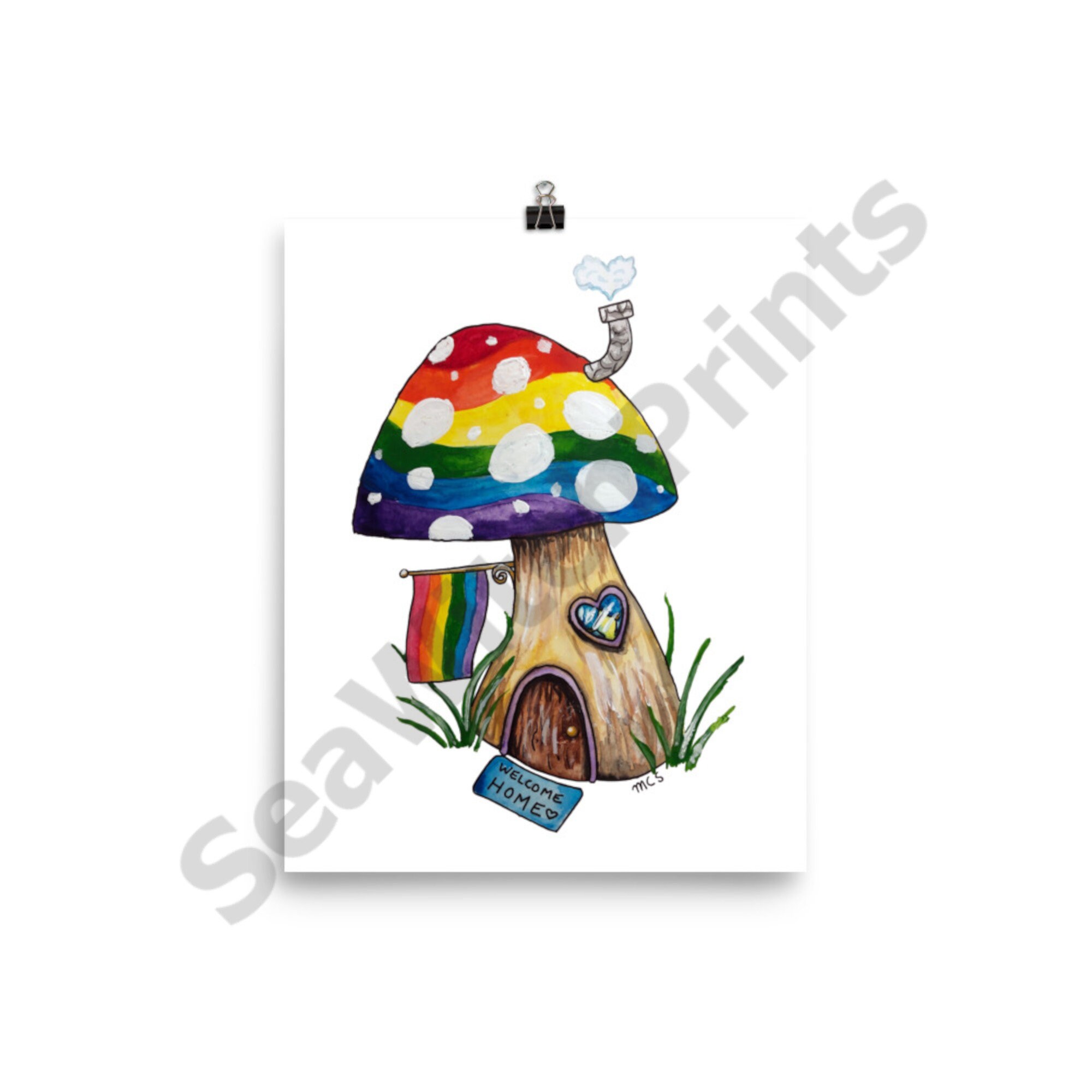 Pride Mushroom House, Art Print, 8 x 10 pulgadas, Lgbt Artwork, LGBTQIA ...