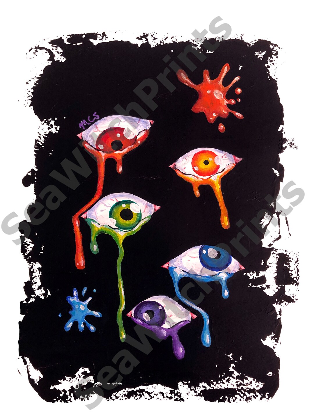 Neon Tears, Art Print, 8 X 10 Inches, Horror Wall Decor, Poster Print ...