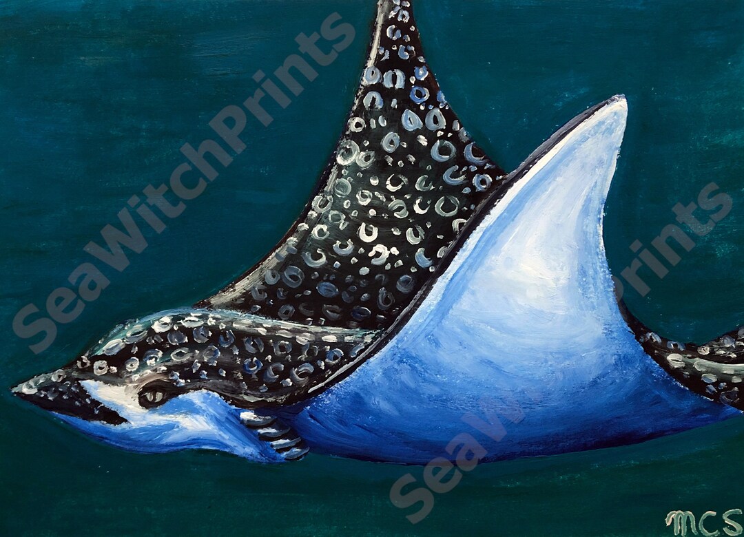 Spotted Eagle Ray, Art Print, 12 X 16 Inches, Aetobatus Narinari ...