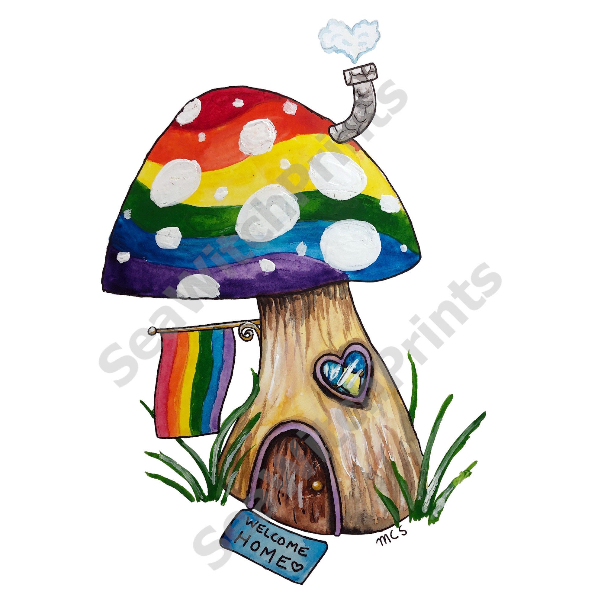 Pride Mushroom House, Art Print, 8 x 10 pulgadas, Lgbt Artwork, LGBTQIA ...