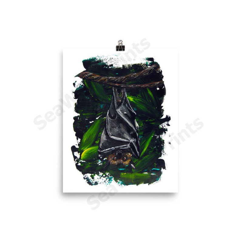 Hanging Bat, Art Print, 8 X 10 Inches, Halloween Art Print, Goth Decor ...