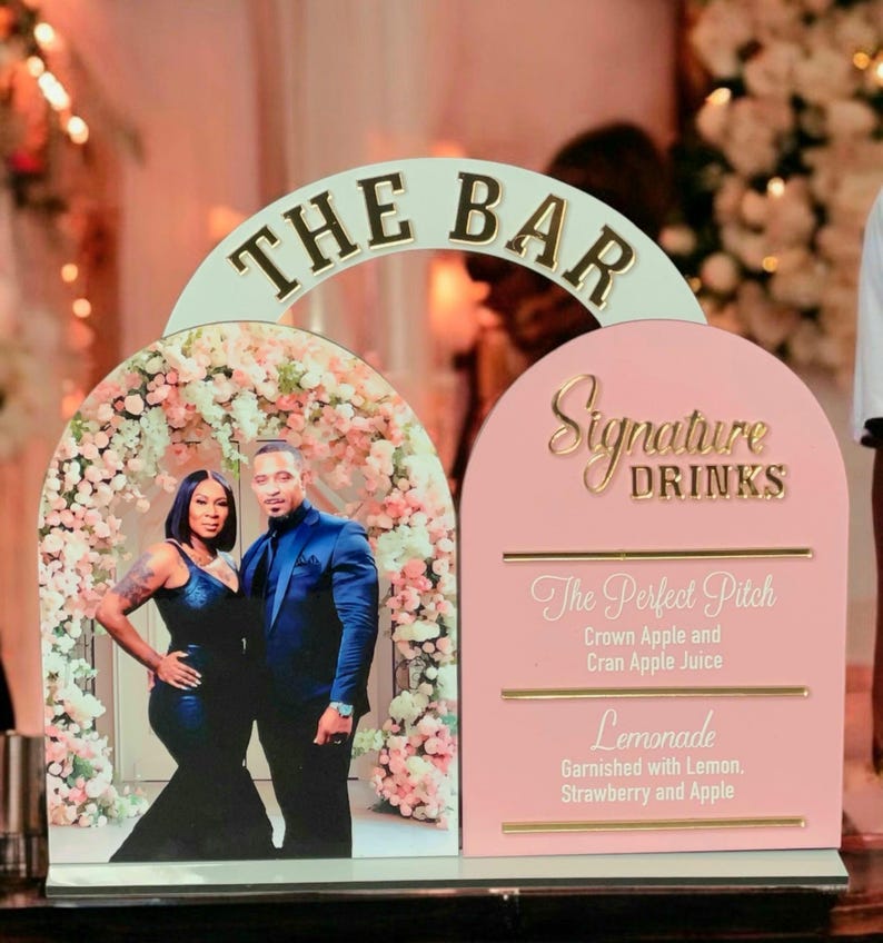 Wedding Signature Drink Sign | Custom Double Arched Acrylic Bar Menu - Etsy