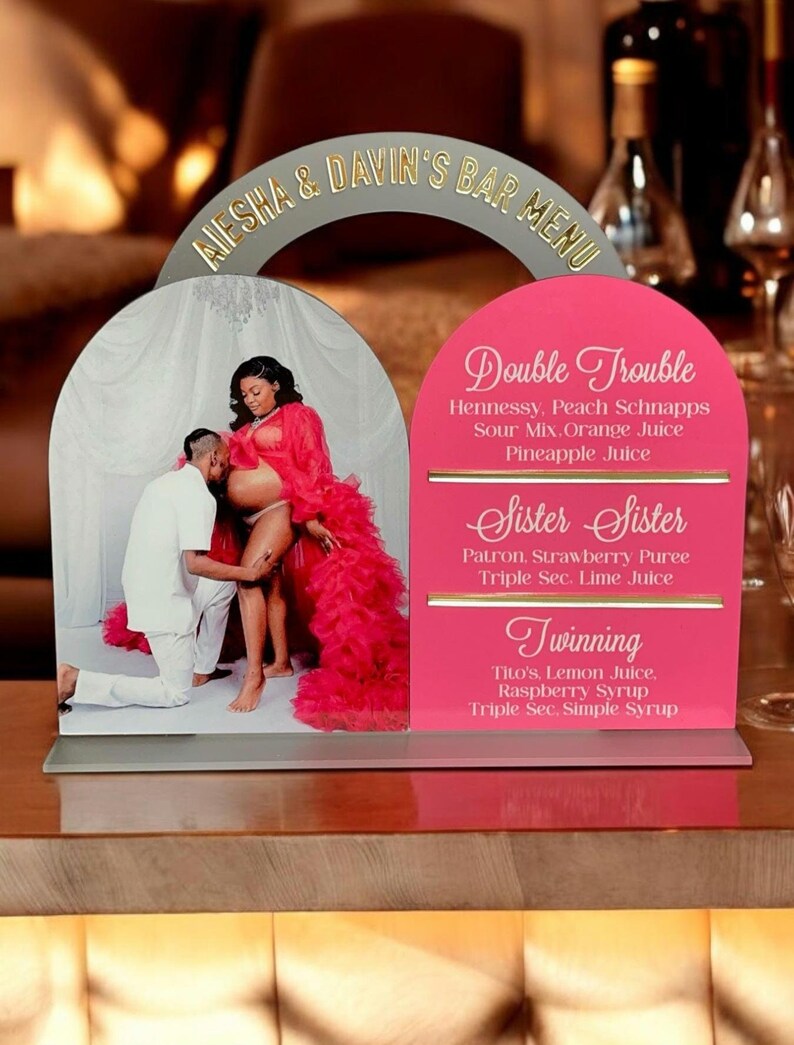 Wedding Signature Drink Sign | Custom Double Arched Acrylic Bar Menu - Etsy