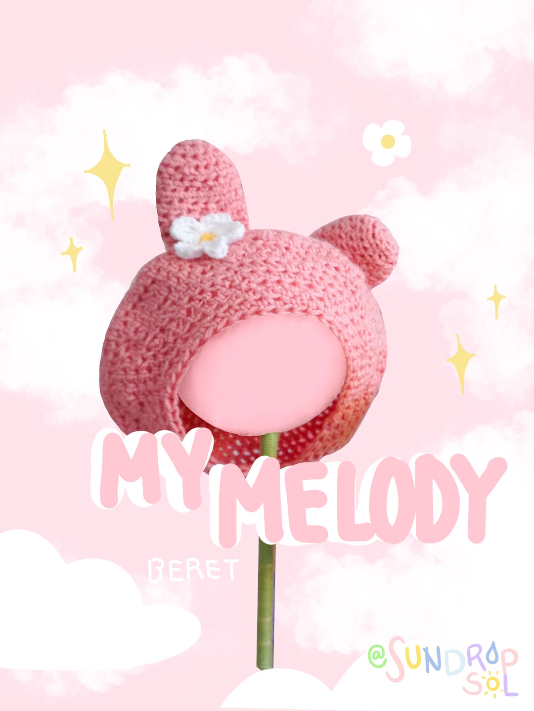 Mymelody-inspired Crochet Beret Sanro Fan Accessory - Etsy
