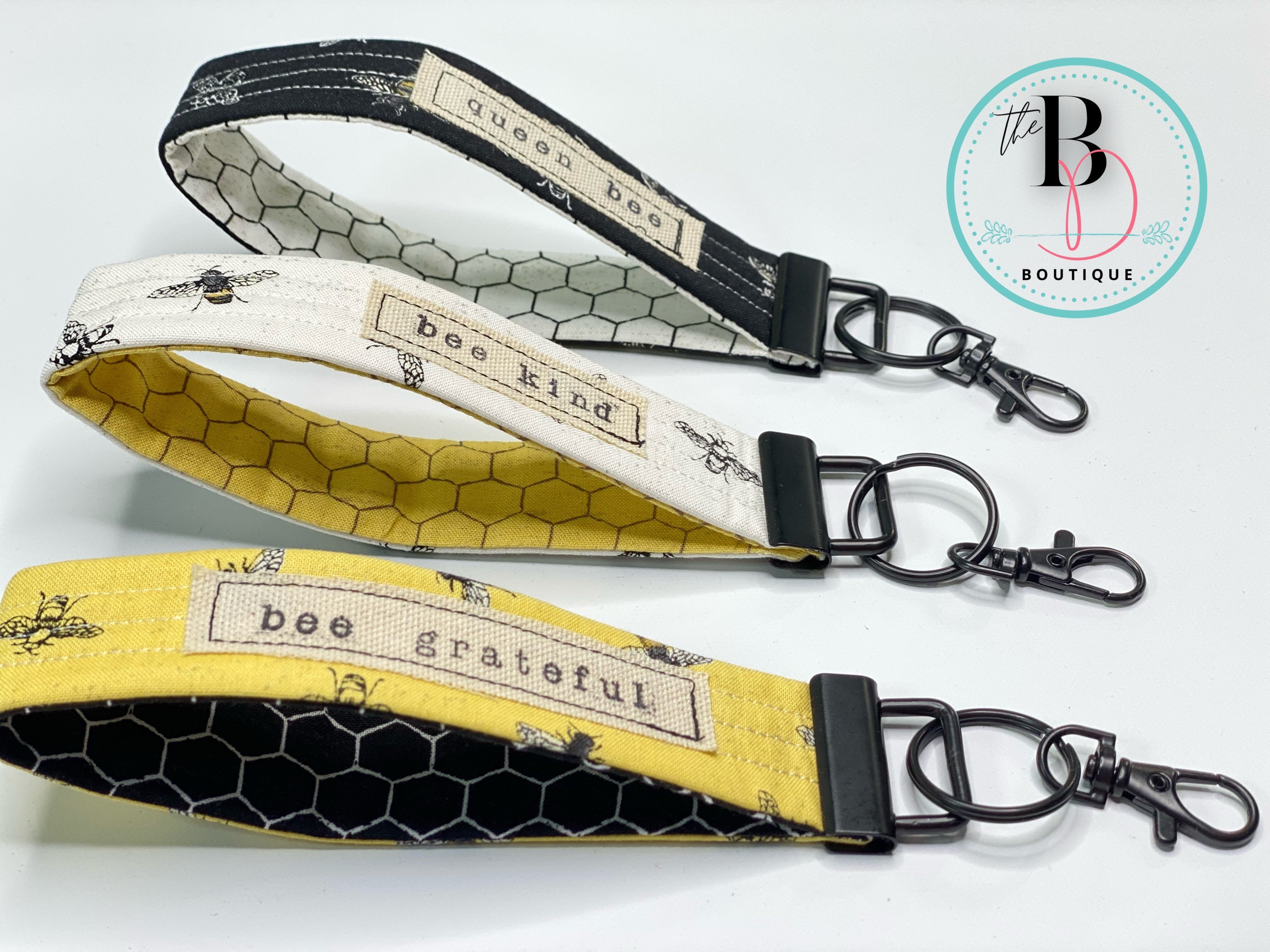 Bee Key Fob Bee Keychain Personalized Honey Bee Print - Etsy