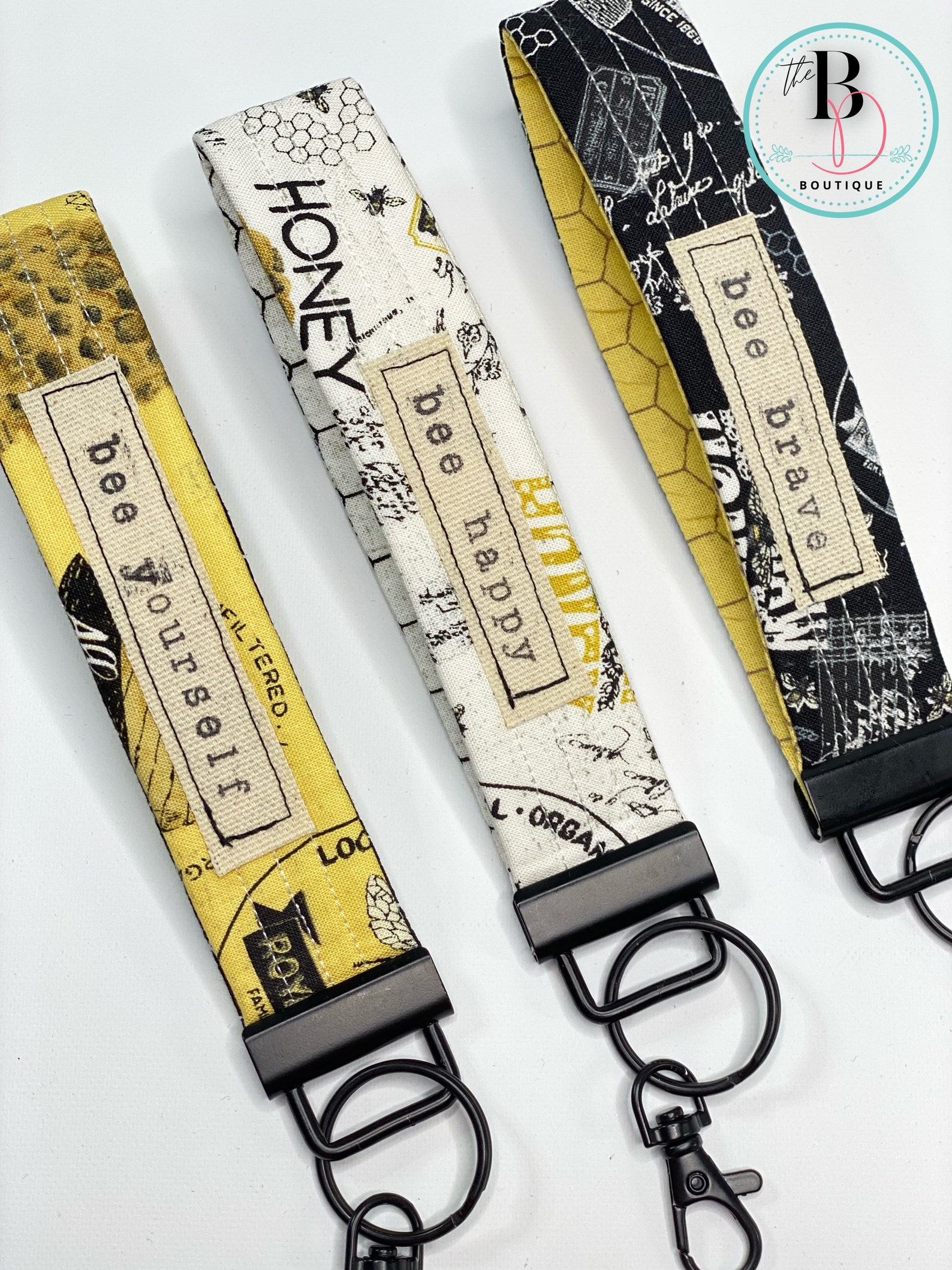 Bee Key Fob Bee Keychain Personalized Honey Bee Print - Etsy