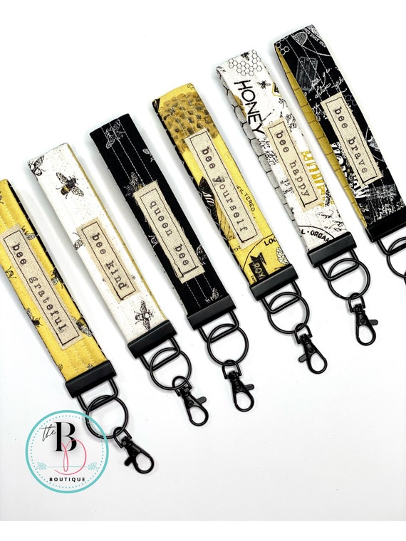 Bee Key Fob Bee Keychain Personalized Honey Bee Print - Etsy