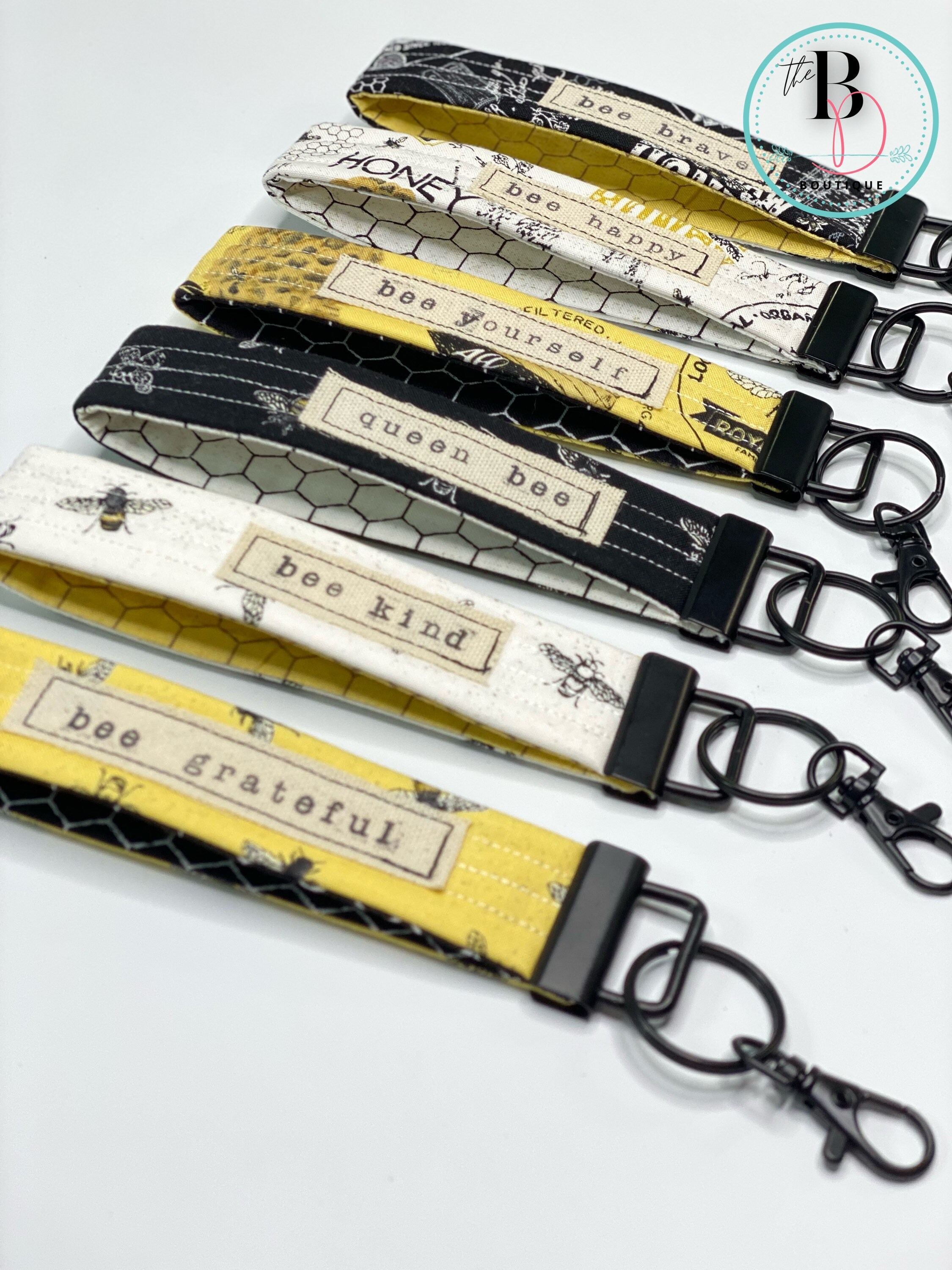 Bee Key Fob Bee Keychain Personalized Honey Bee Print - Etsy