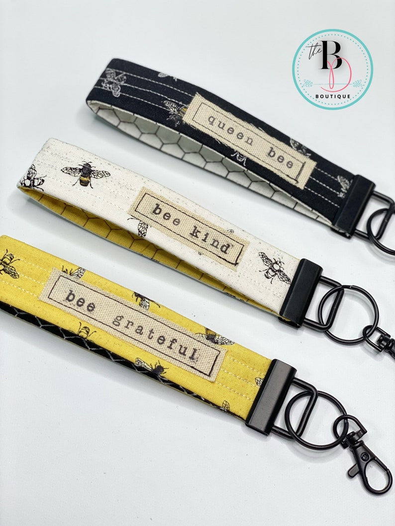 Bee Key Fob Bee Keychain Personalized Honey Bee Print - Etsy
