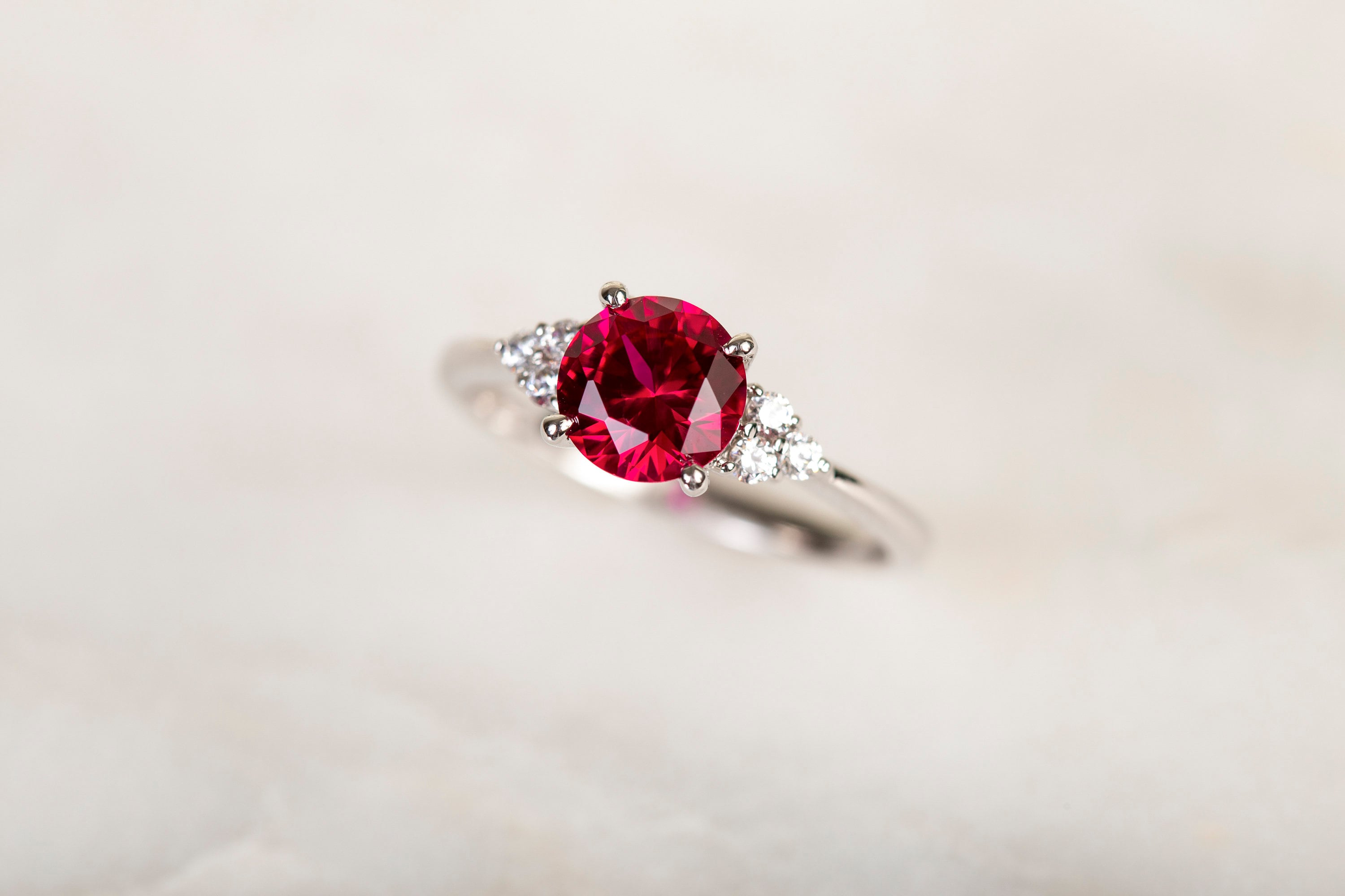 Ruby Engagement Ring SET Ruby Solitaire Vintage Wedding Ring | Etsy