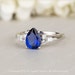 Blue Pear Sapphire Engagement Ring Set: Sterling Silver Bridal Ring - Etsy