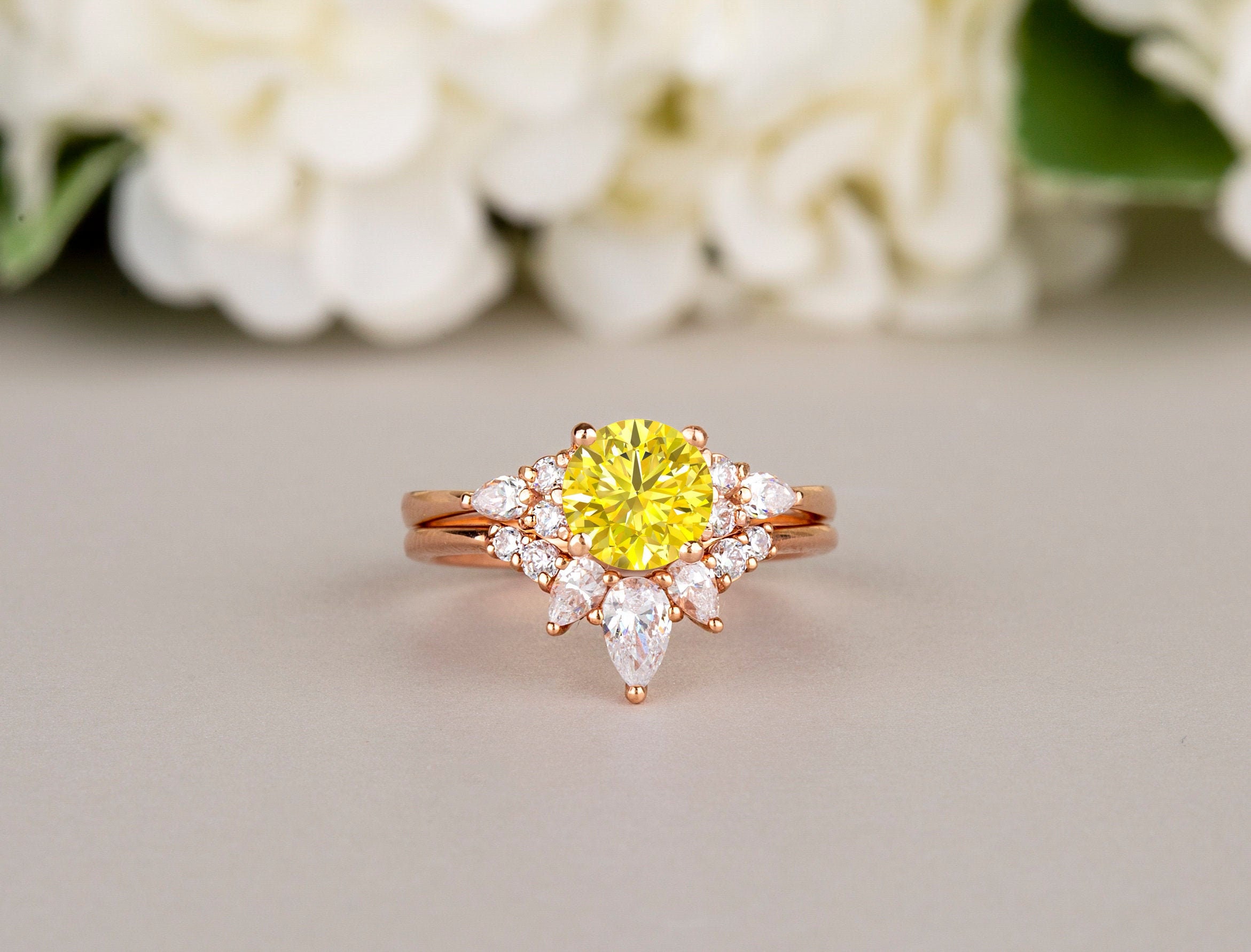 Canary Yellow Diamond 1ct engagement ring vintage unique | Etsy