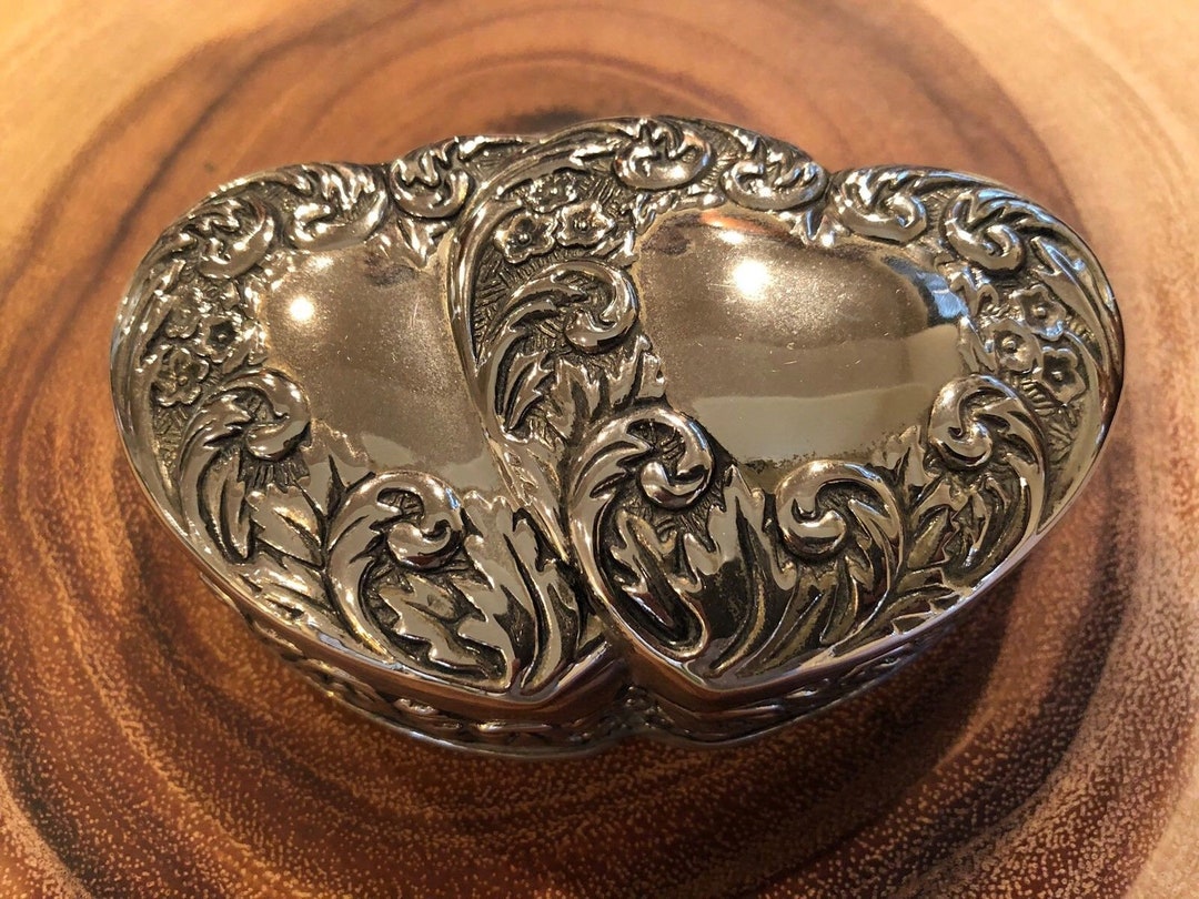 Double Heart Silver Plated Vintage 90s Godinger Jewelry Box - Etsy