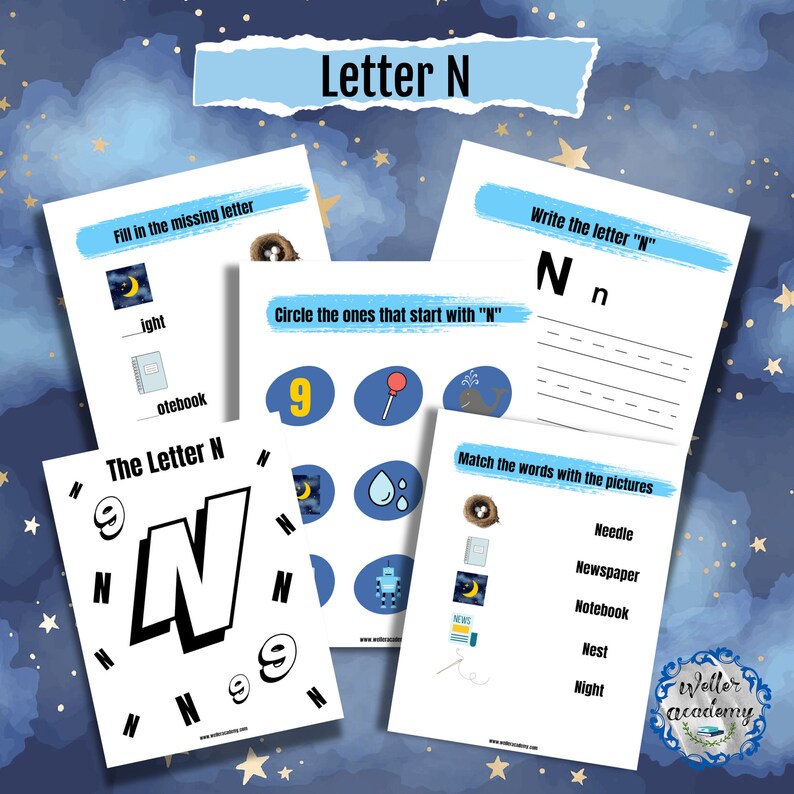 Letter N Activity Sheets - Etsy