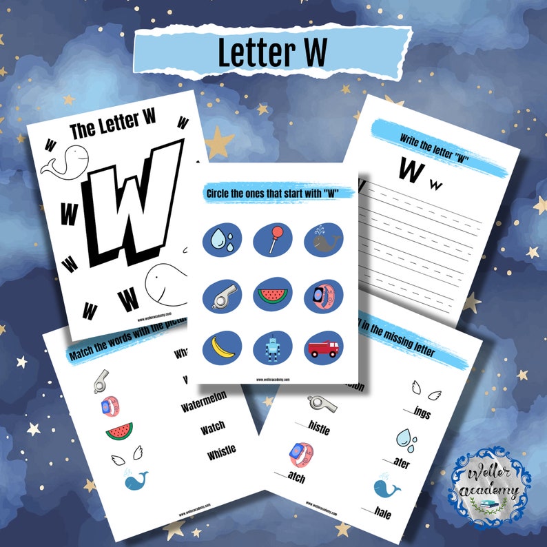 Letter W Activity Sheets - Etsy
