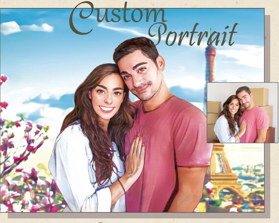 Custom Portrait Couple Portrait Personalized Portrait Etsy 