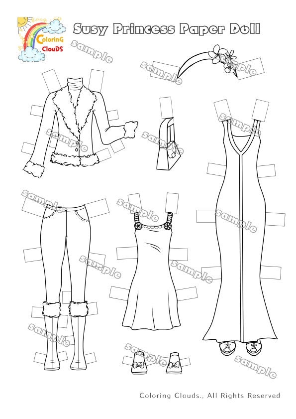 PRINCESS PAPER DOLL Paper Doll Printable Instant Download - Etsy