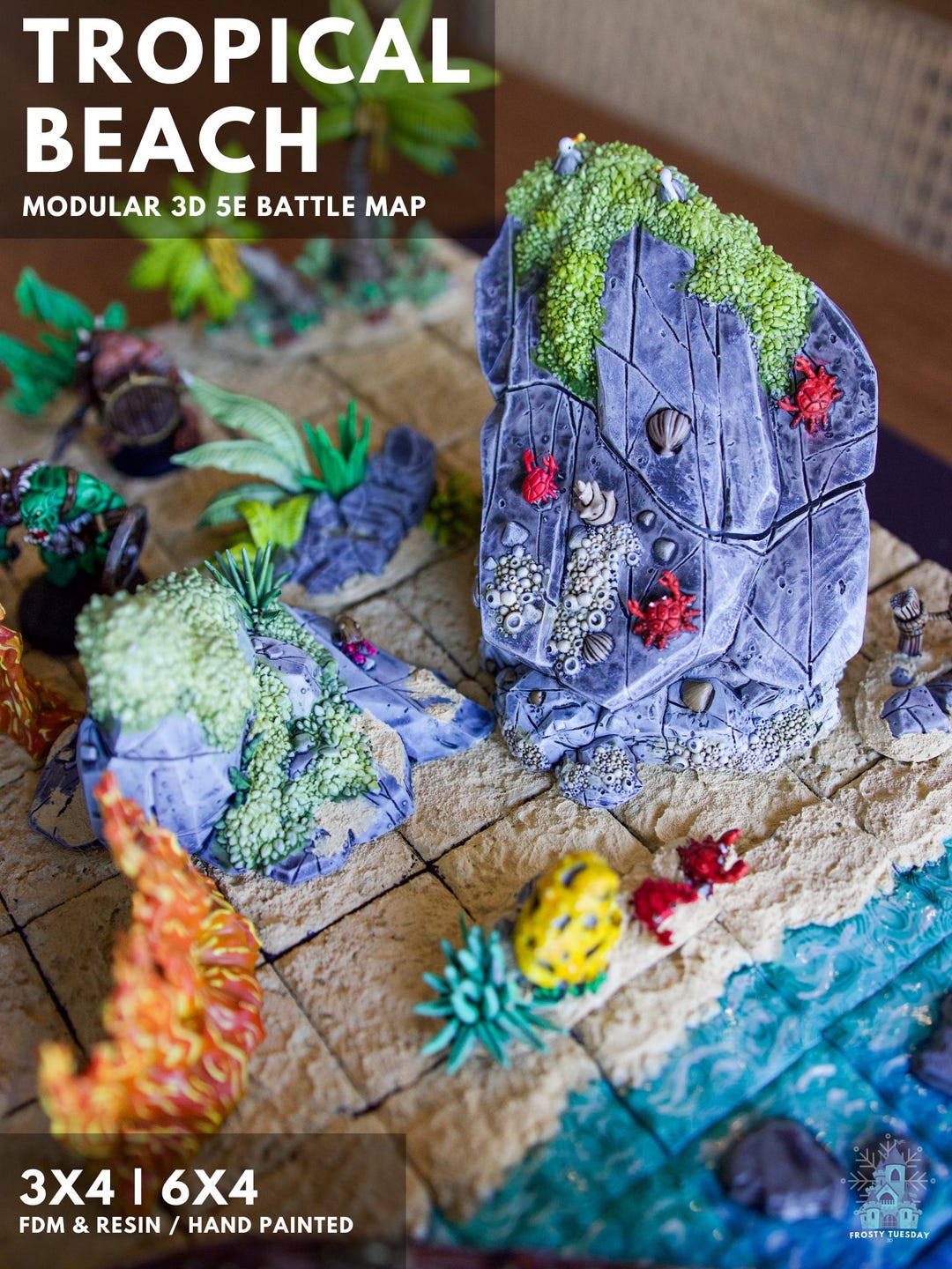 Tropical Beach Battle Map: 3D Printed Dnd 5e Modular Terrain - Etsy