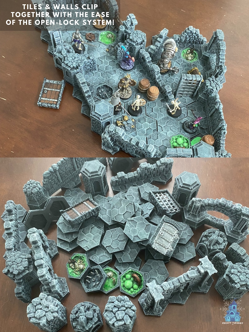 Gloomhaven/frosthaven 3D Terrain: Gray-scale Dungeon Biome - Etsy