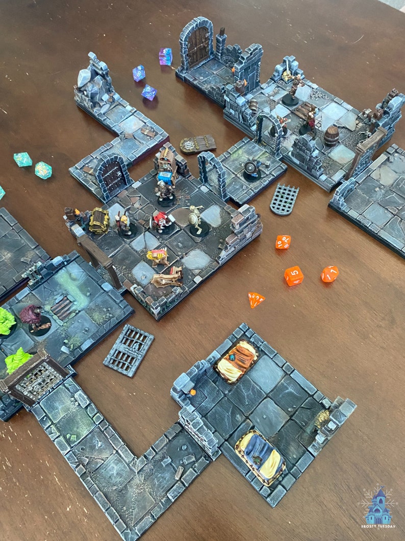 3D Printed Modular Dungeon Tiles: Dnd Terrain, Doors & Walls - Etsy