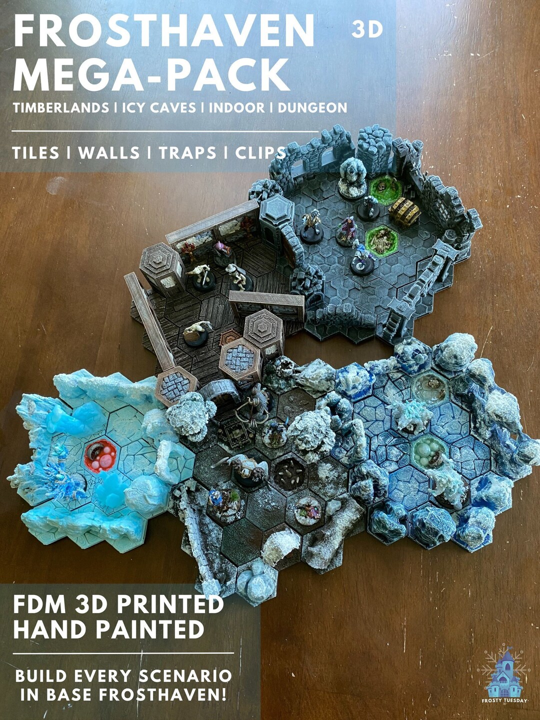 FROSTHAVEN 3D MEGA-PACK 3D Printed Open-Lock Hex Tiles and - Etsy Portugal