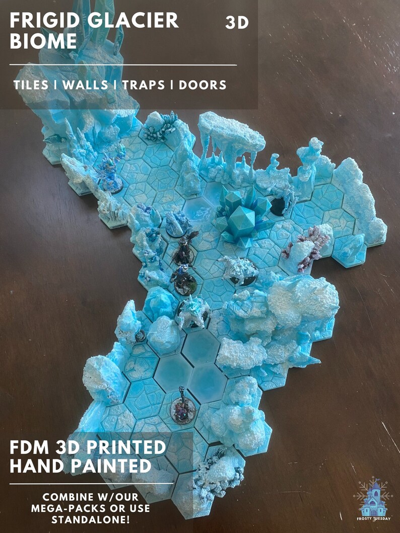 Hand-painted 3D Printed Frosthaven Terrain: Frigid Glacier Biome - Etsy