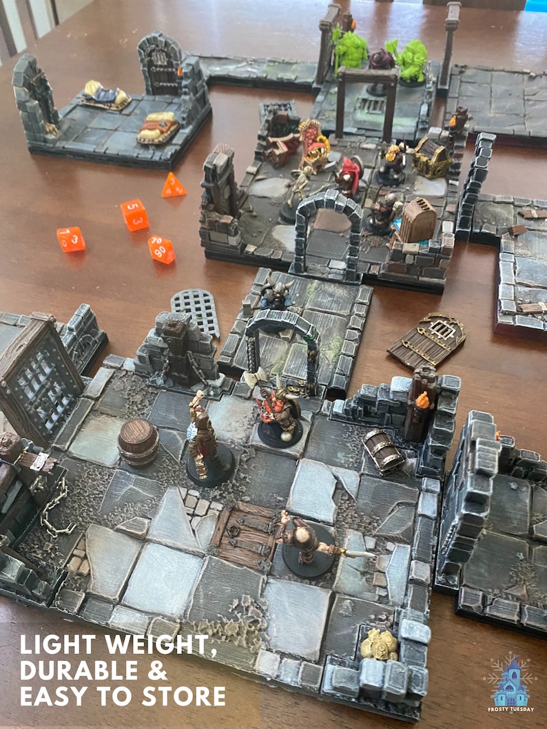 3D Printed Modular Dungeon Tiles: Dnd Terrain, Doors & Walls - Etsy