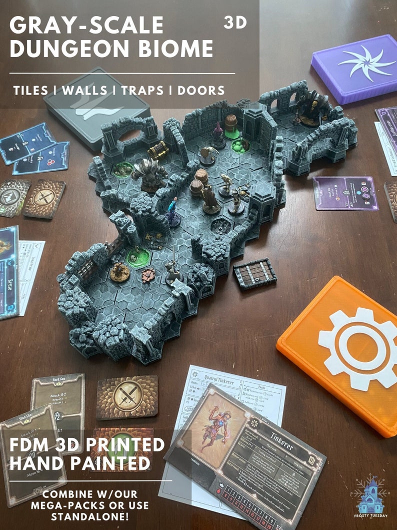 Gloomhaven/frosthaven 3D Terrain: Gray-scale Dungeon Biome - Etsy