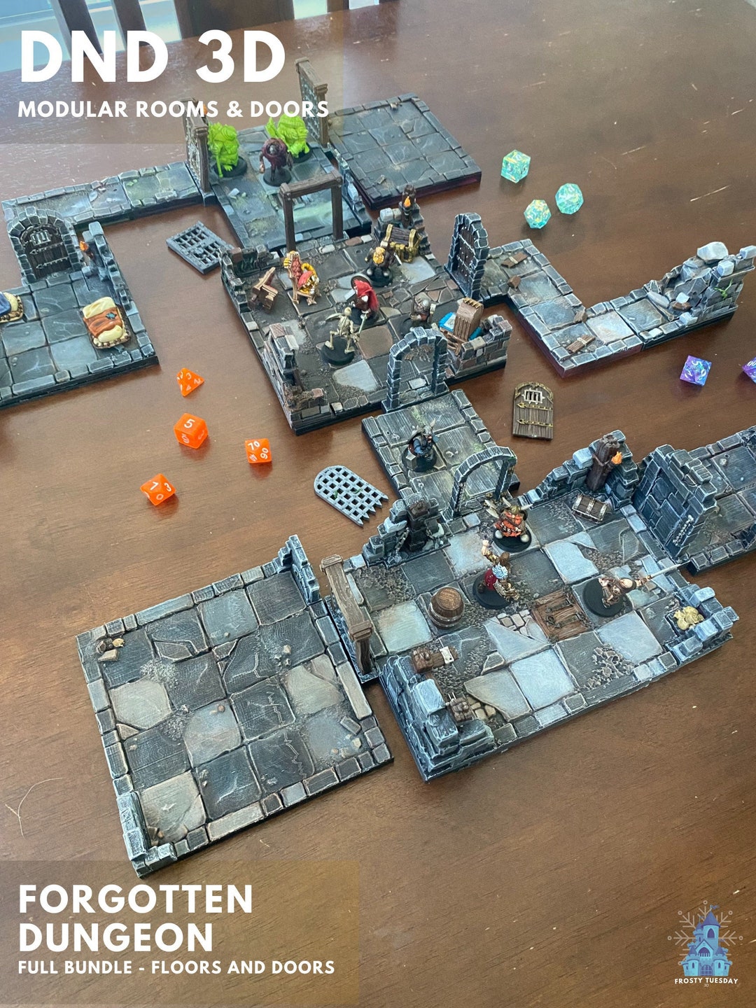 3D Printed Modular Dungeon Tiles: Dnd Terrain, Doors & Walls - Etsy