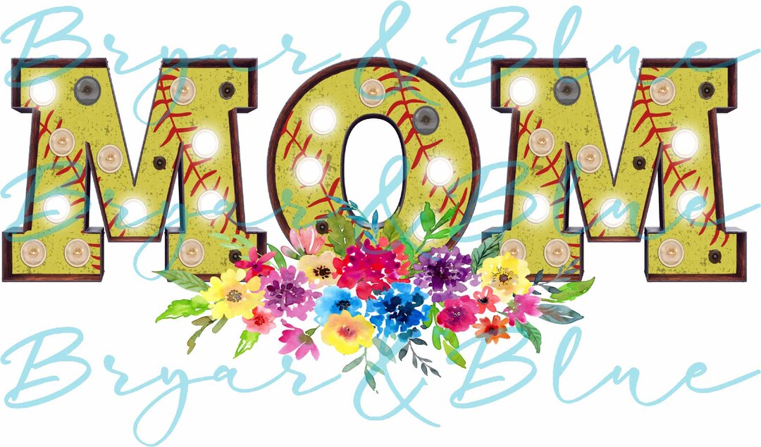 Marquee Softball Mom Floral / Digital Png Download/ Sublimation ...