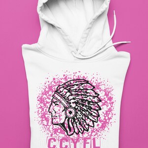 Pink Splatter CCYFL Indians Mascot Logo Breast Cancer Awareness ...