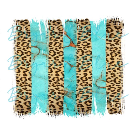 Turquoise and Leopard Brush Strokes Splash Background / - Etsy
