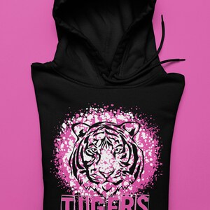 Pink Splatter Tigers Mascot Logo Breast Cancer Awareness/ October We ...