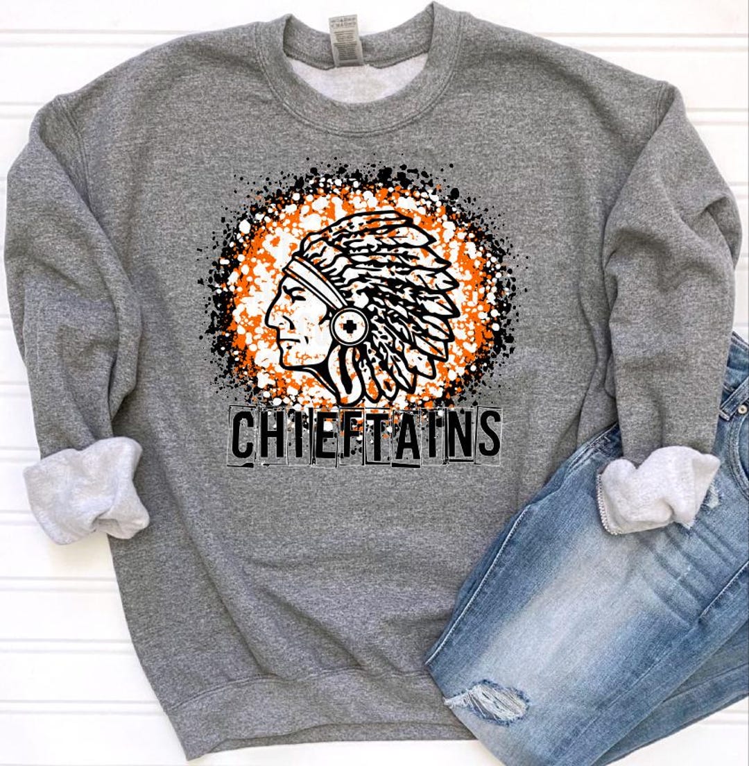 Black Orange White Chieftains Splatter Mascot Logo / Digital Png ...