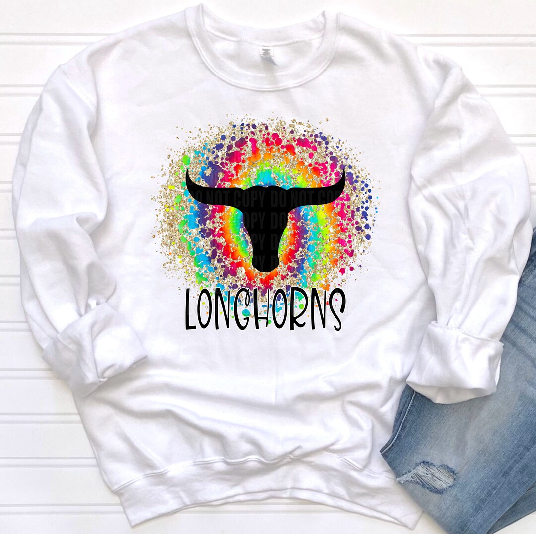 Tie Dye Gold Splatter Longhorns Mascot Logo / Digital Png Download ...