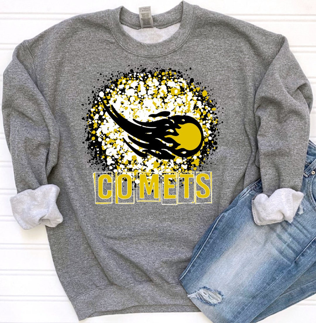 Black Yellow Gold Splatter Yellow Letter Comets Mascot Logo / Digital ...