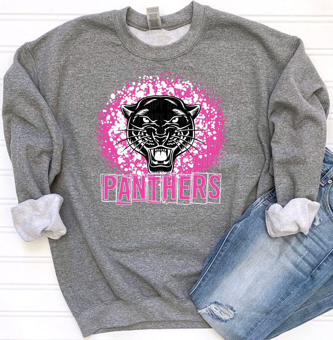 Pink White Splatter Panthers Mascot Logo/breast Cancer Awareness ...