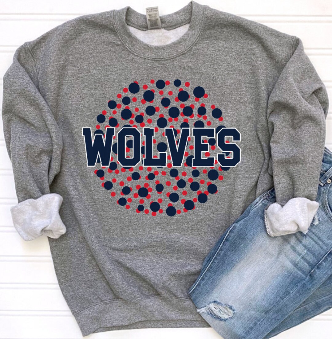 Navy Blue & Red Polka Dot Wolves Mascot Logo / Digital Png Download ...