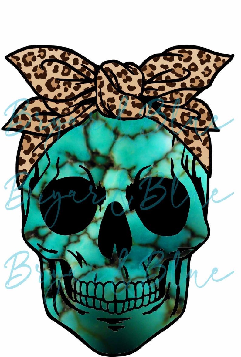 Turquoise Skull Leopard Bandana / Digital Png Download/ | Etsy
