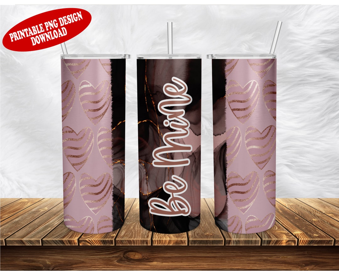 Rose Gold Hearts Watercolor Be Mine Printable Tumbler Wrap / Digital ...