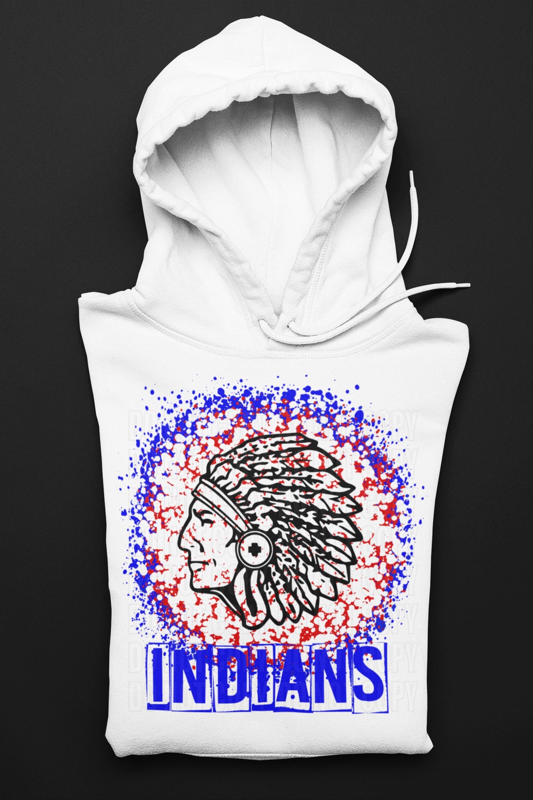 Blue and Red Splatter Indians Mascot Logo / Digital Png Download ...