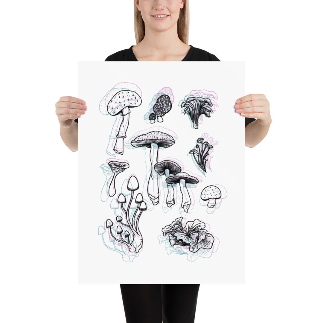 Psychedelic Shrooms | Mushroom Botanical Illustration Art Print | Boho ...