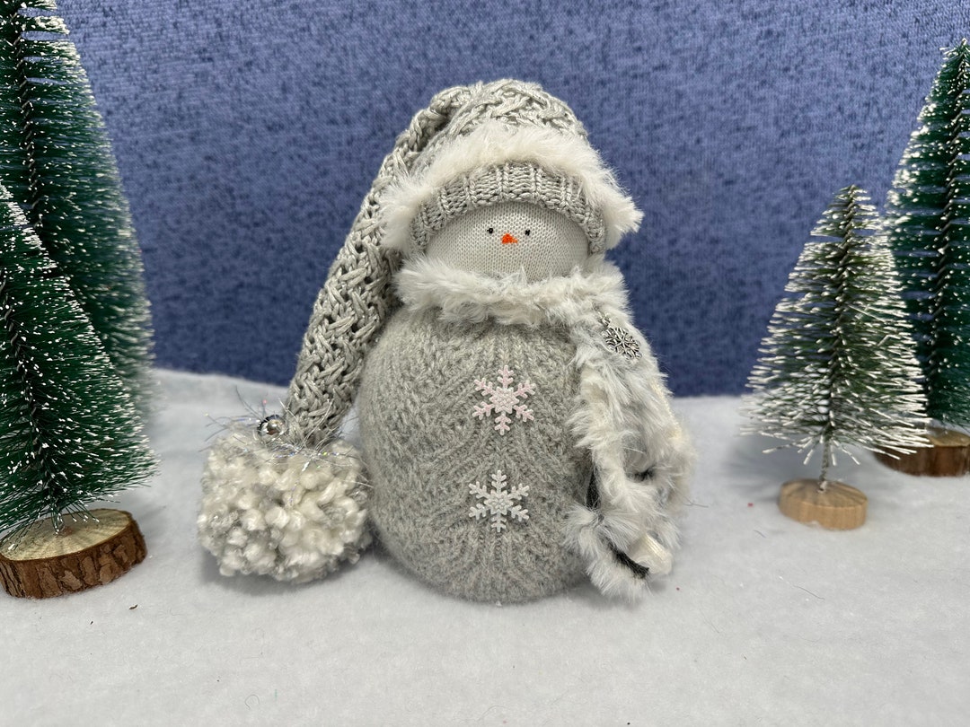 Handmade Silver Snowmen From Up-cycled Sweaters in Three Sizes - Etsy